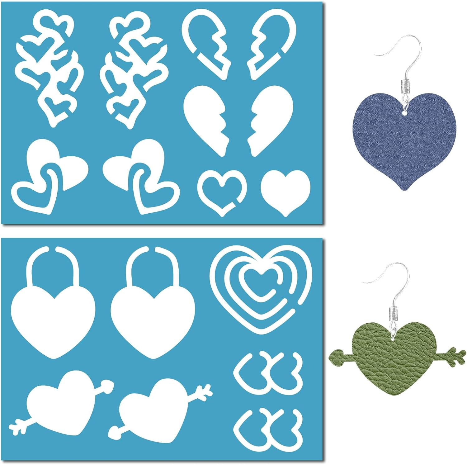 2 Styles Heart Shape Template Cupid Arrow Stencil Reusable Love Broken ...