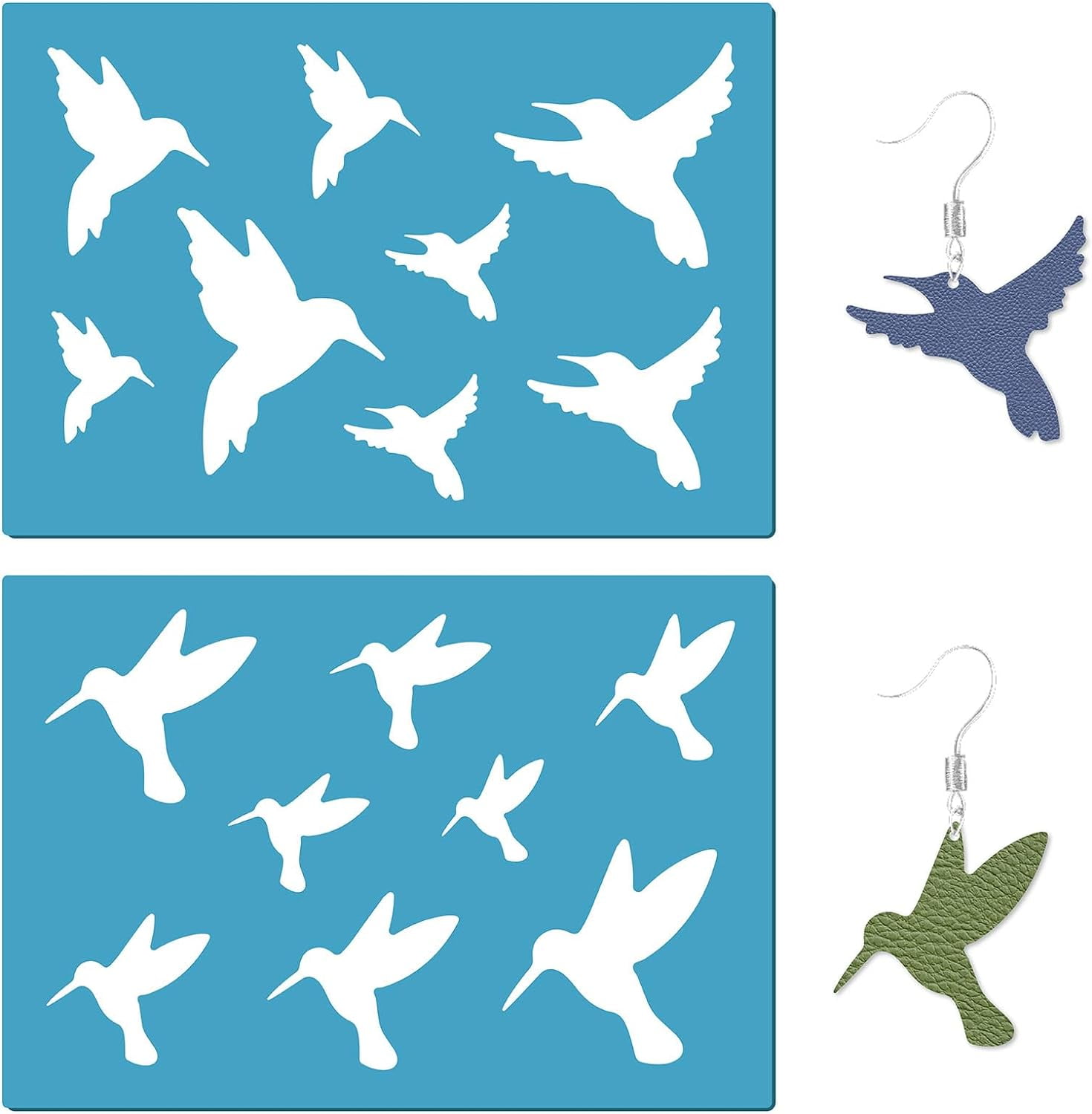 2 Styles Hummingbird Template Reusable Acrylic Flying Bird Silhouette ...