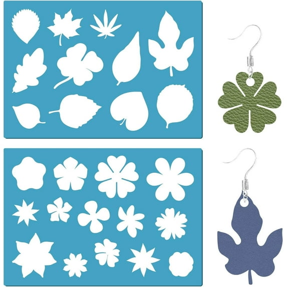 2 Styles Jewelry Shape Template Reusable Earrings Making Plastic Leaf ...