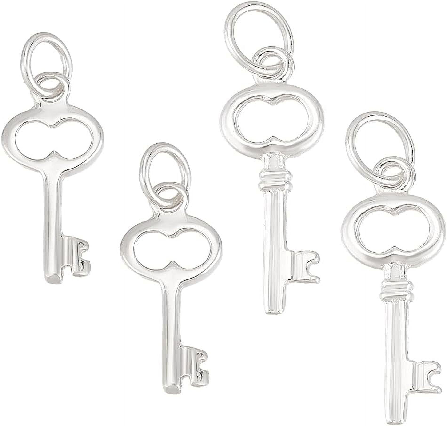 2 Styles Key Charms Pendants 4pcs Sterling Silver Key Pendants with ...