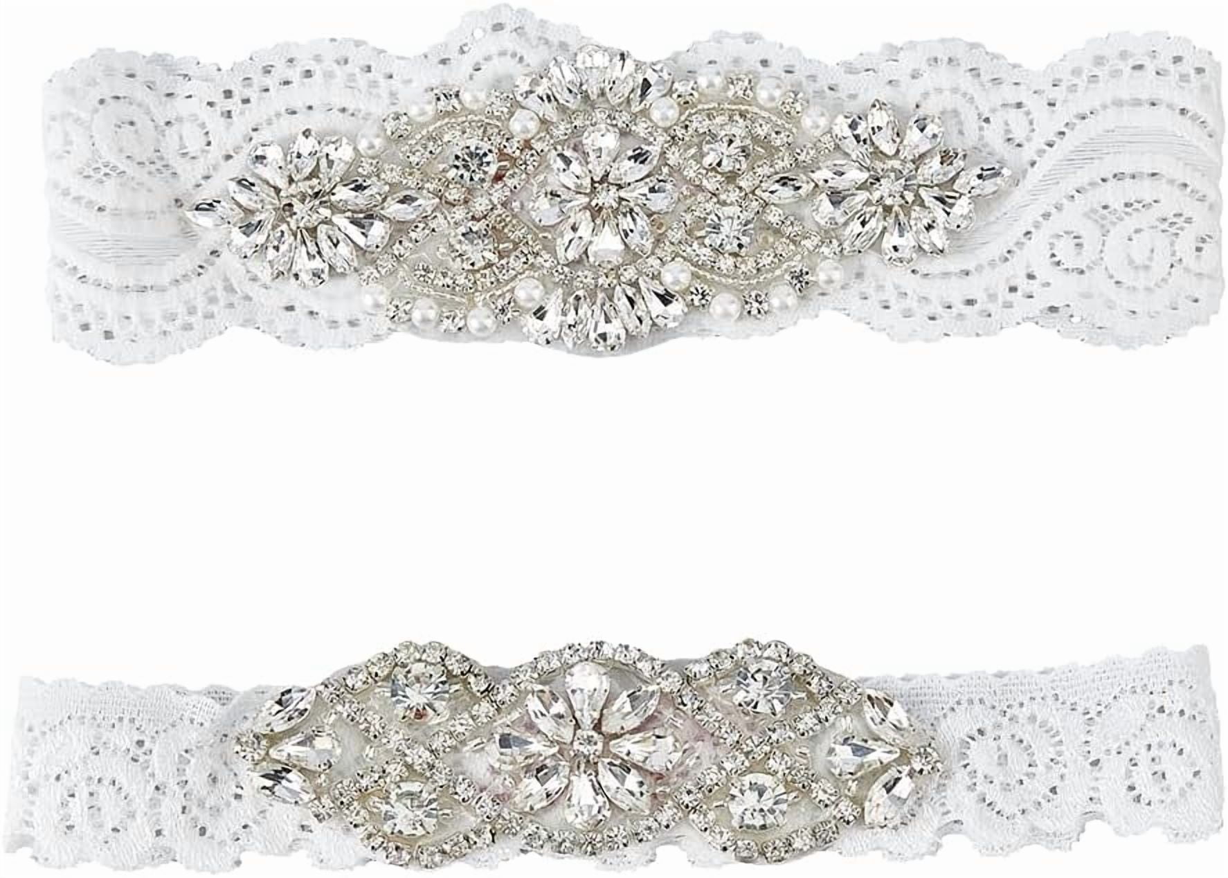 2 Styles Lace Wedding Garter Set Rhinestone Lace Garters Wedding ...