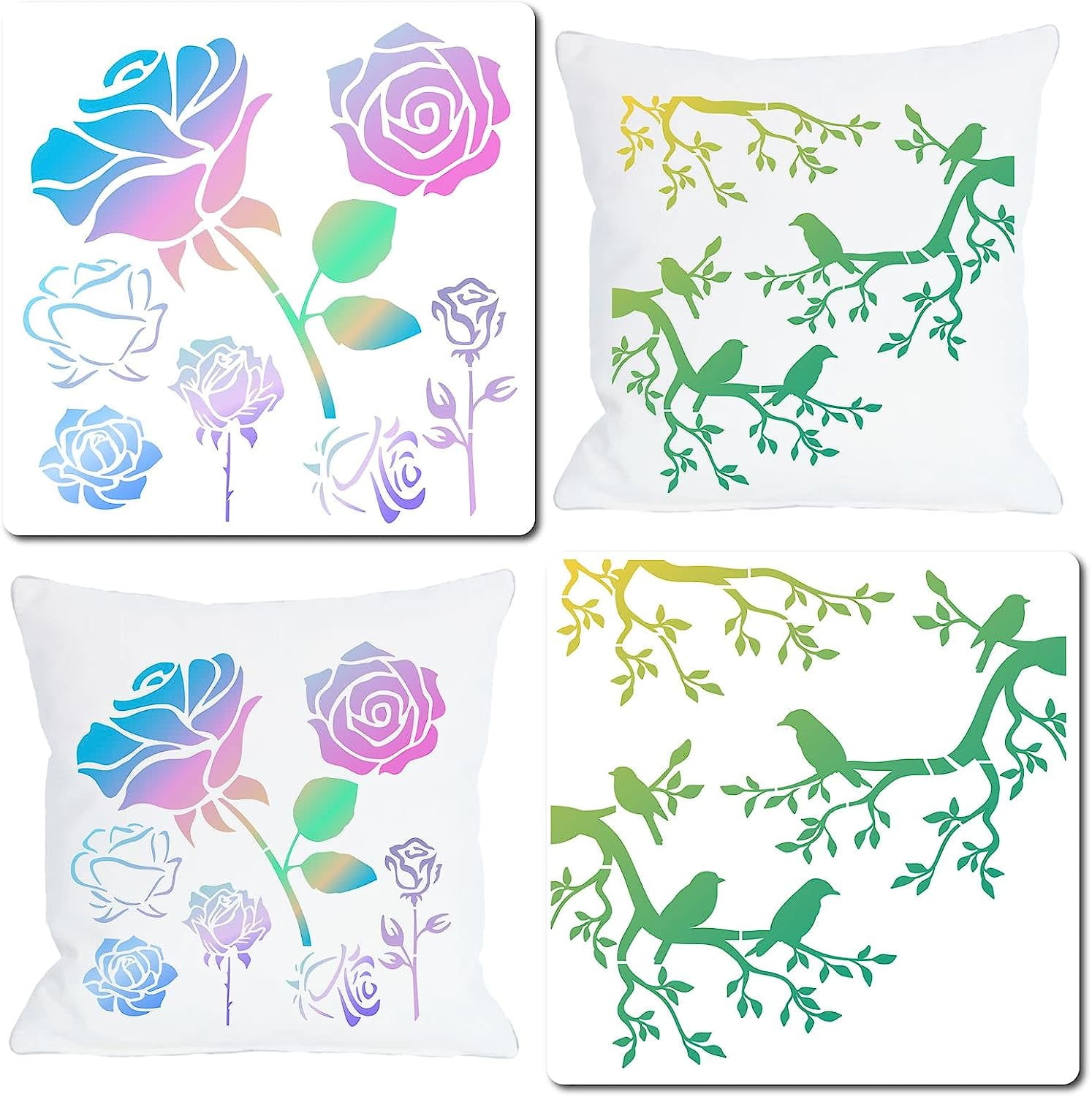 2Styles Large 11.8x11.8 Inch Painting Templates Bird on Tree Stencil ...