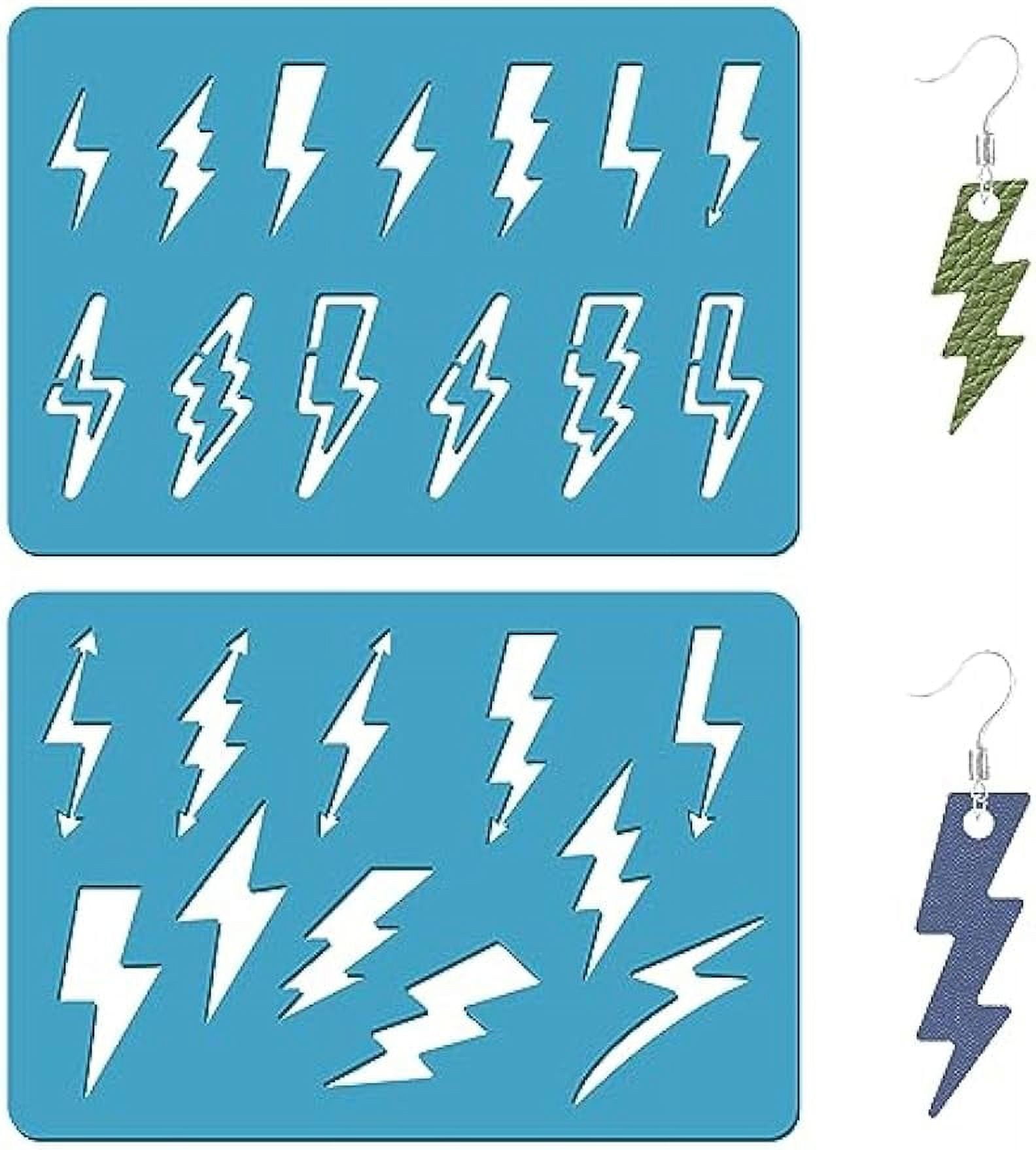 2 Styles Lightning Bolt Stencil Jewelry Shape Template Reusable ...