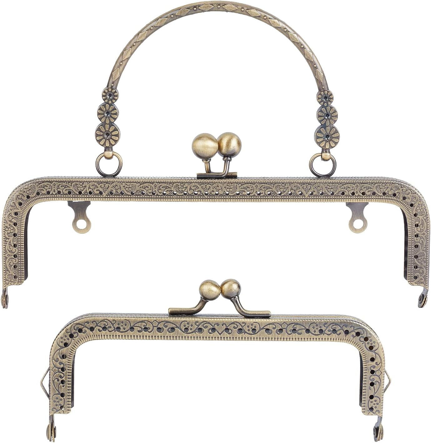 2 Styles Metal Purse Handle Frame Rectangle Bag Kiss Clasp Lock Purse ...