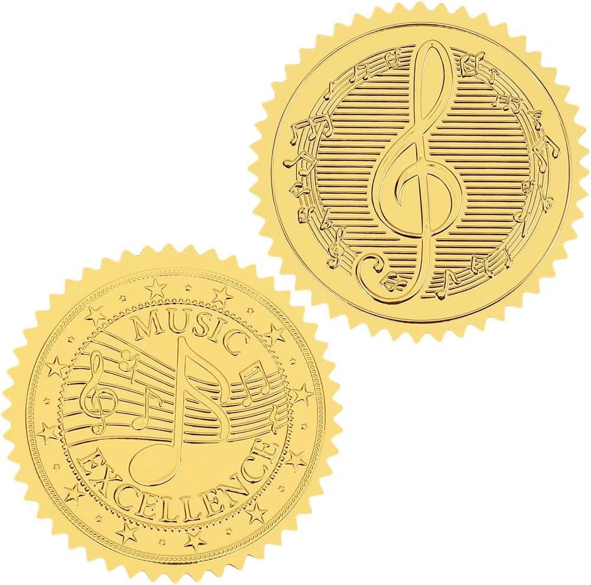 2 Styles Music Note Certificate Embossed Stickers 200Pcs 2" Vintage ...