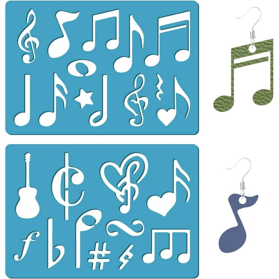 2 Styles Musical Note Jewelry Shape Template Reusable Acrylic Cutting ...