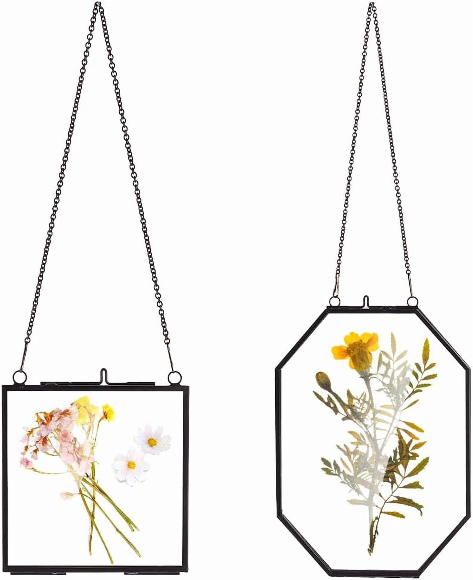 2 Styles Pressed Flower Glass Picture Frames Vintage Hanging Picture ...