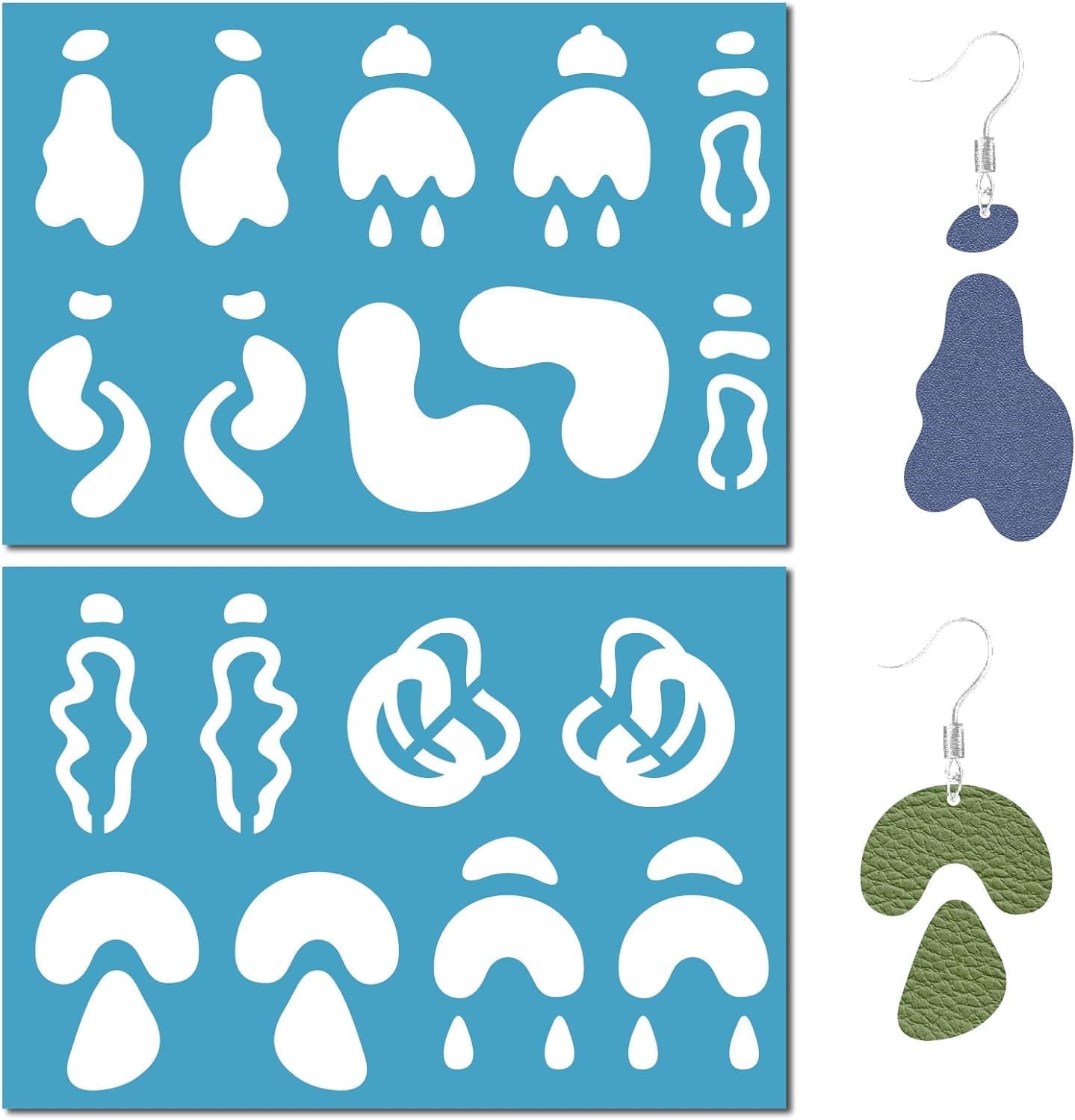 2 Styles Reusable Earrings Making Templates Leather Irregular Shape ...