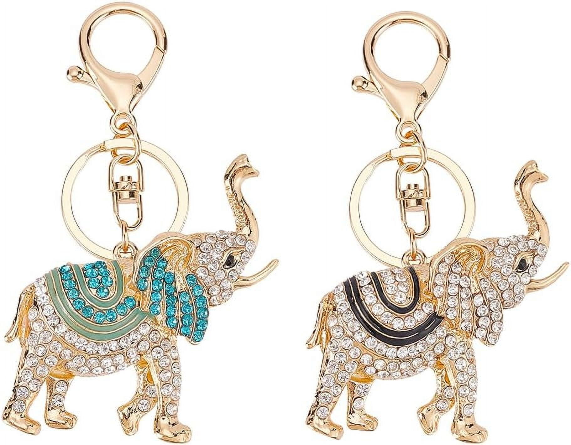 2 Styles Rhinestones Pendant Keychain Animal Key Chains Ring Car ...
