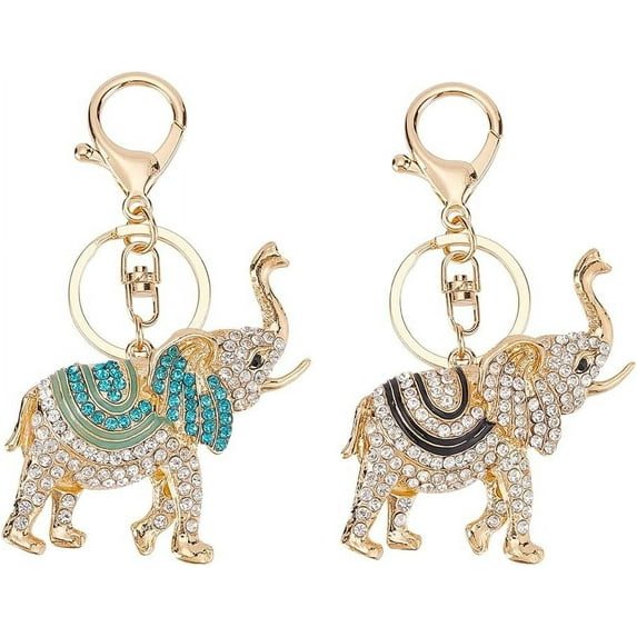 2 Styles Rhinestones Pendant Keychain Animal Key Chains Ring Car ...