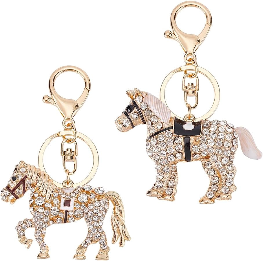 2 Styles Rhinestones Pendant Keychain Animal Key Chains Ring Car ...