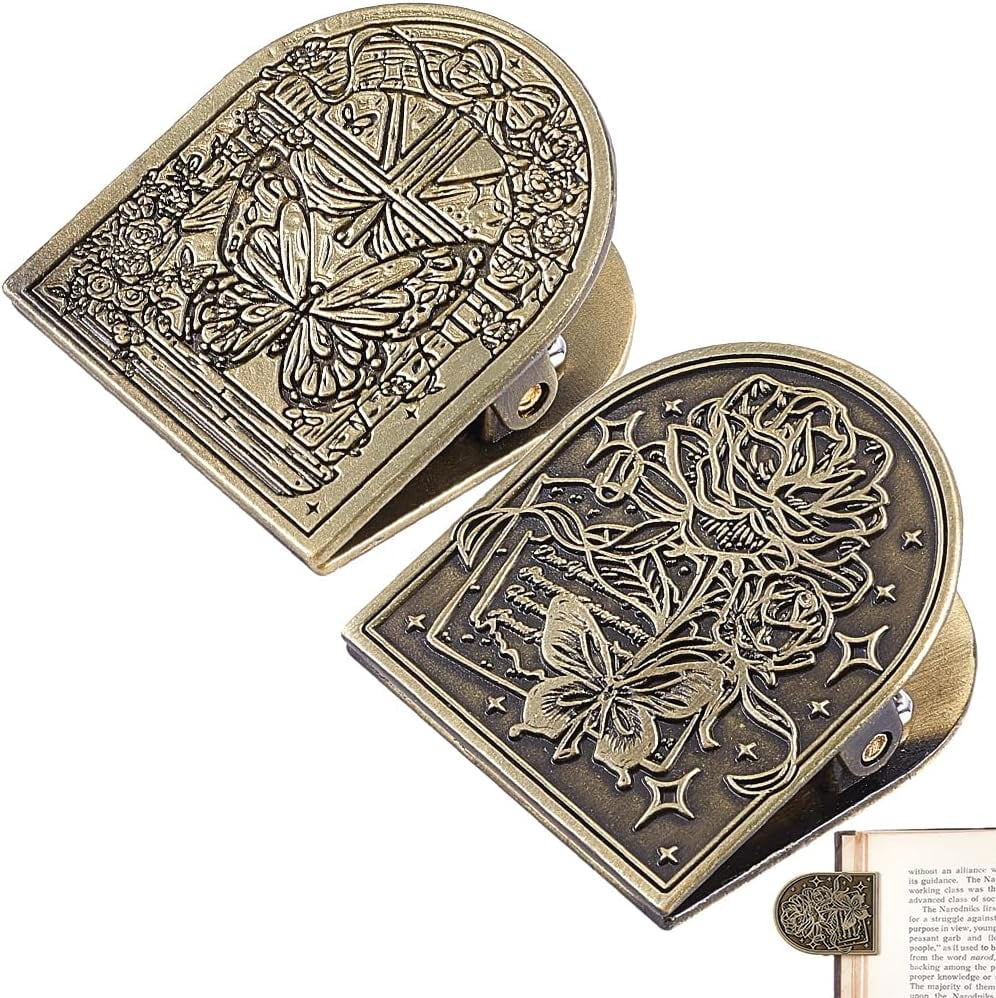 2 Styles Rose Metal Book Clip Butterfly Vintage Journal Metal Clip Bill ...