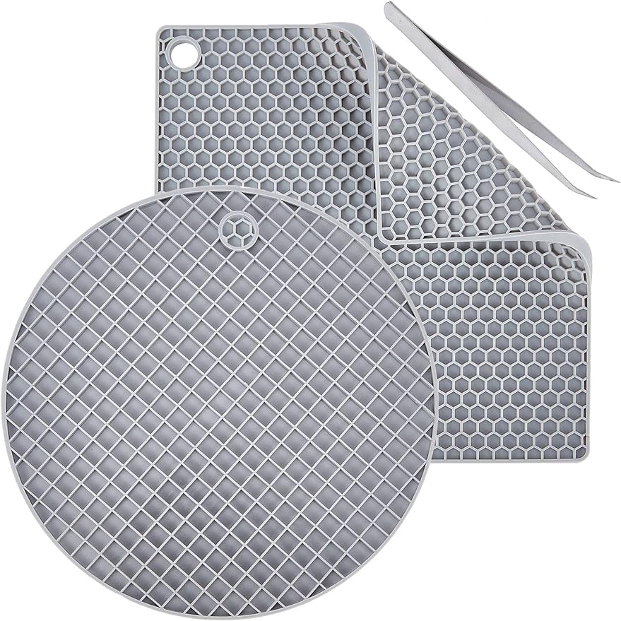 2 Styles Silicone Doming Mats 18cm Round Square Resin Table Trivet Mats ...