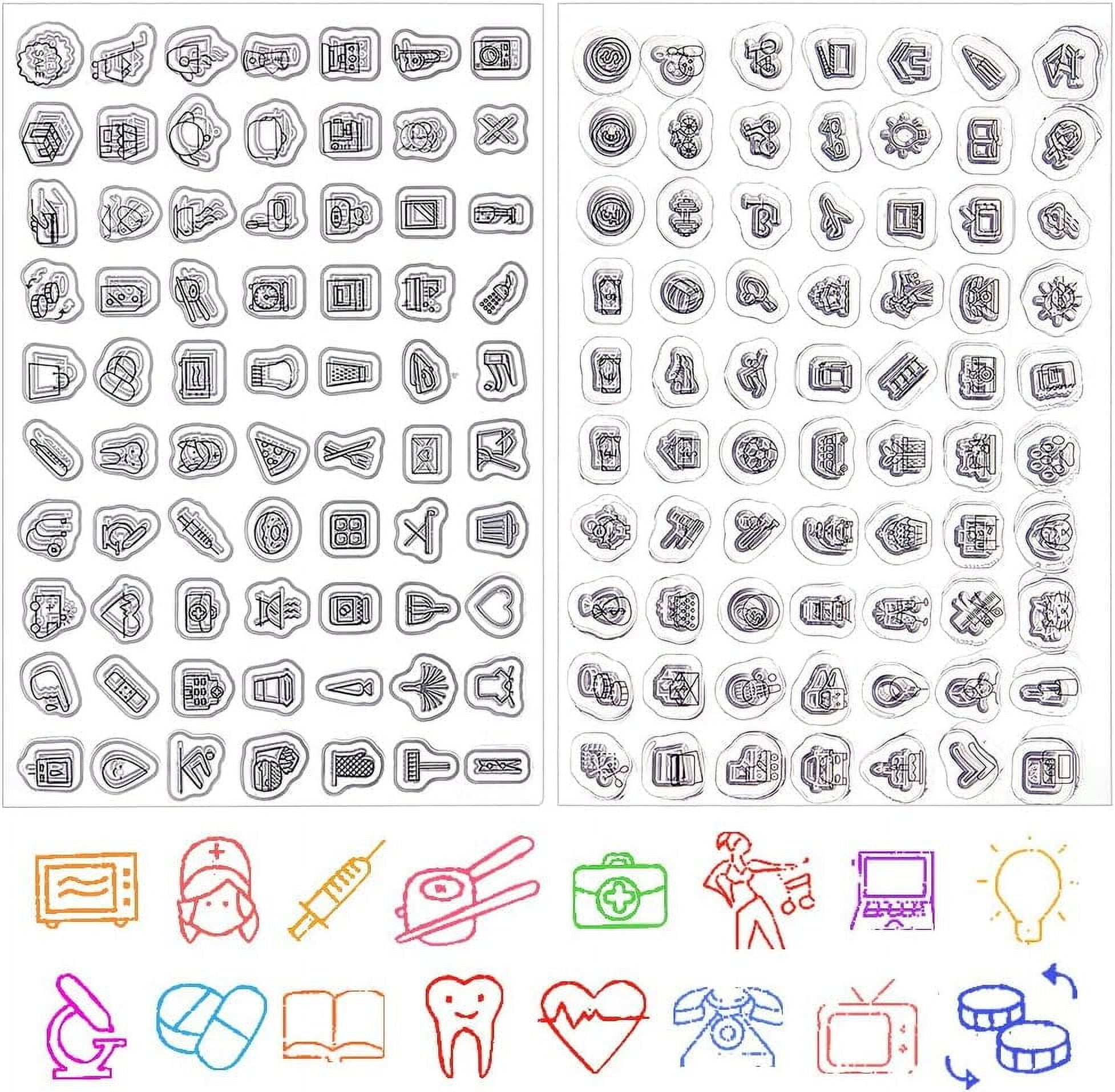 2 Styles Small Clear Rubber Stamps Elements of Daily Use Food Reusable ...