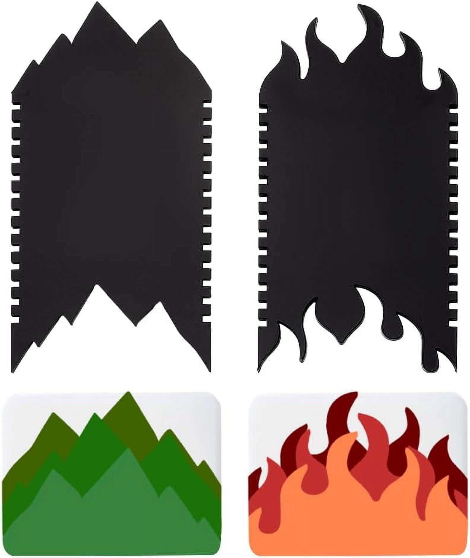 2 Styles Soap Scraper Shaping Tool Black Acrylic Mountains Flames Soap ...