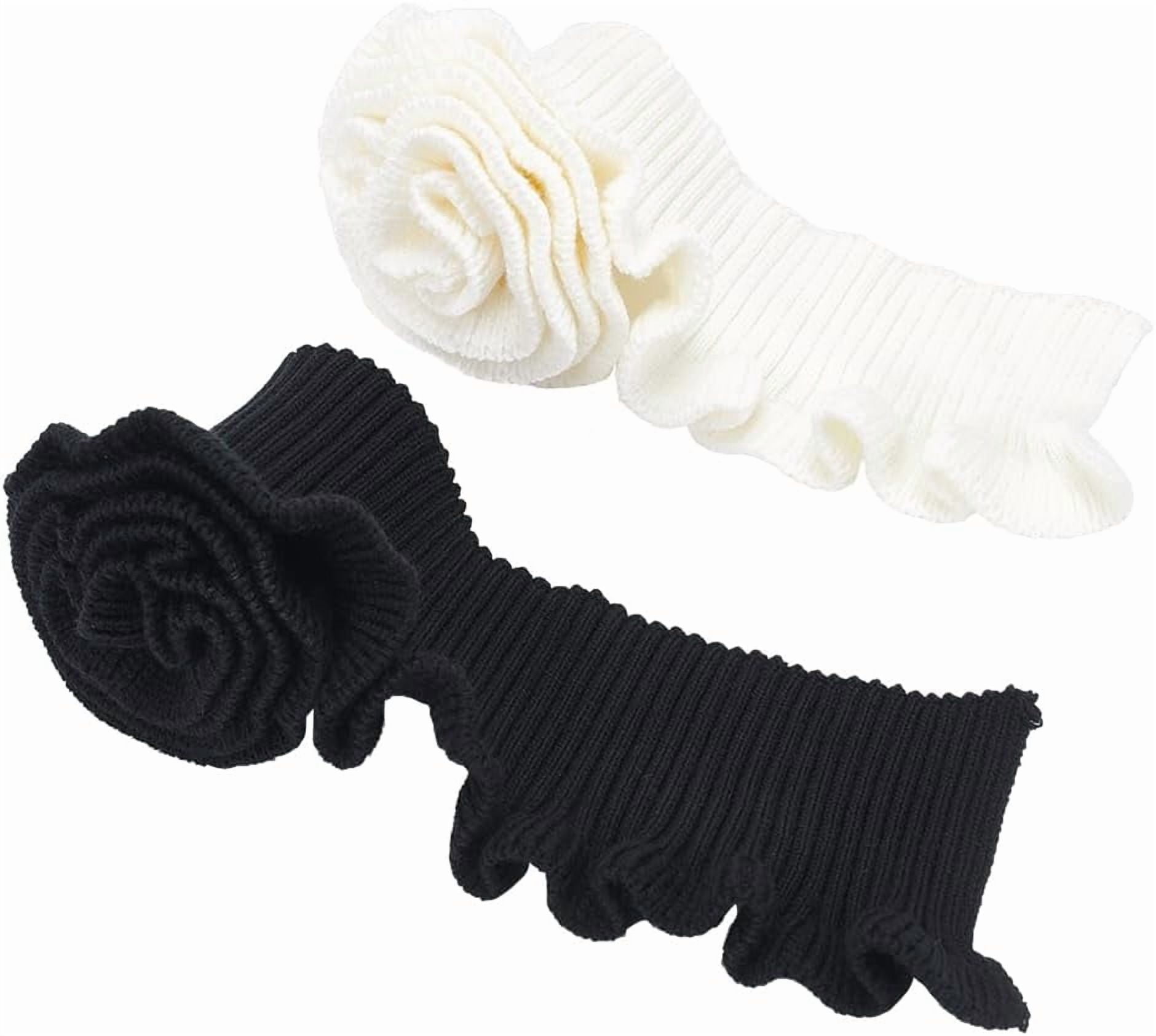 2 Styles Stretch Ribbed Fabric Cuffs Black and White Tubular Ribbed ...