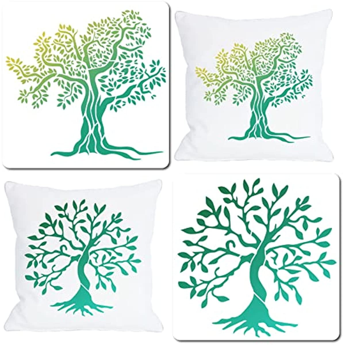 2 Styles Tree of Life Stencil Template 11.8x11.8 Inch Large Reusable ...