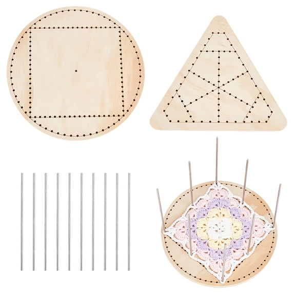 2 Styles Wooden Lace Loom Lace Weaving Kit with 10pcs 304 Stainless ...