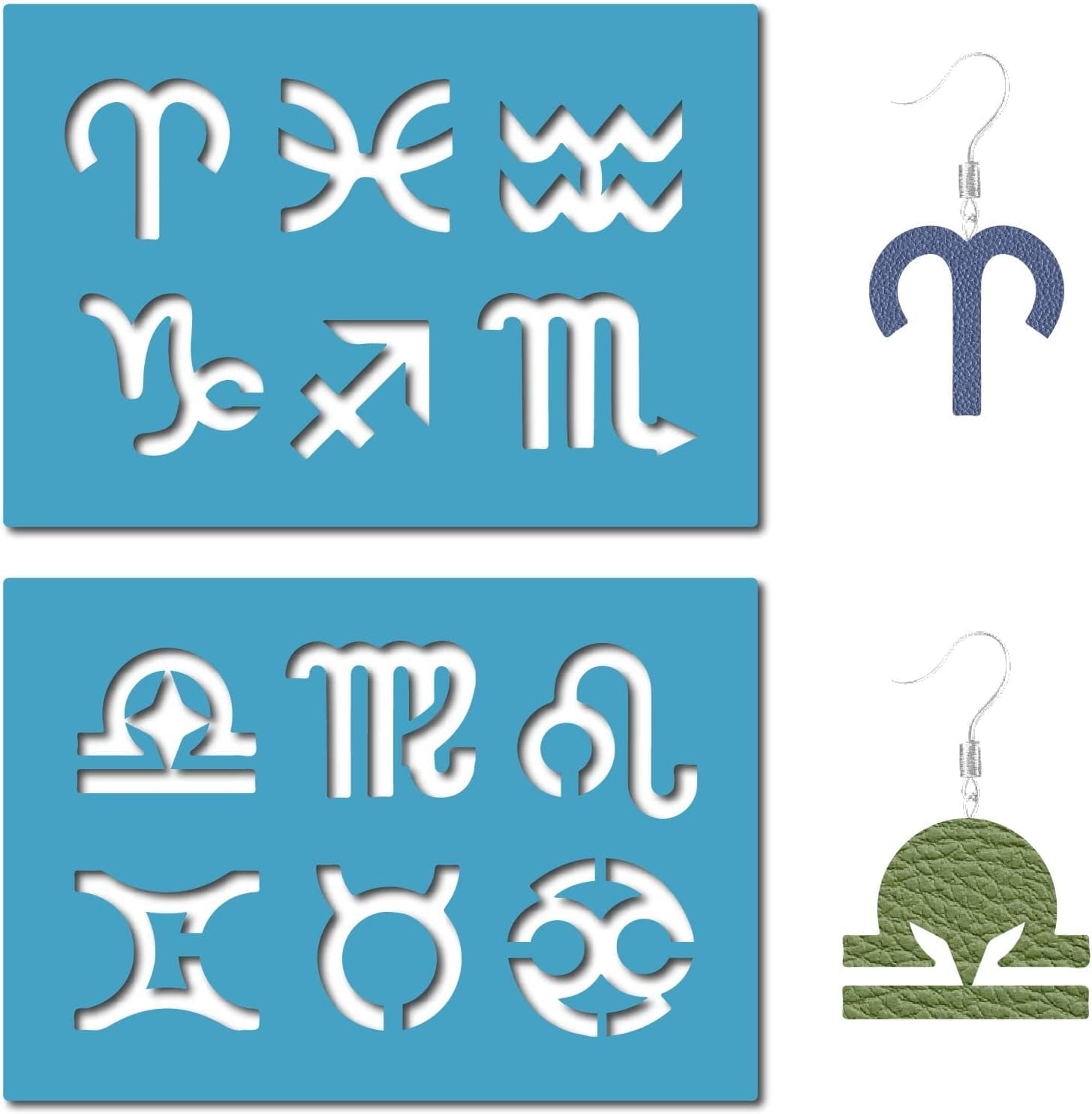 2 Styles Zodiac Symbols Jewelry Shape Template Constellation Reusable ...