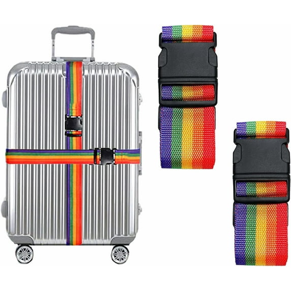 2 Suitcase Belts, Adjustable Luggage Straps, Bright Colors Travel ...