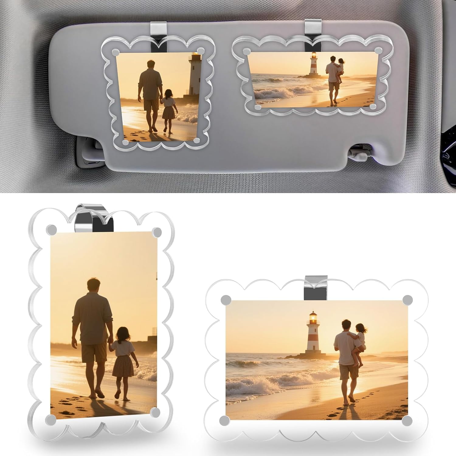 2 Sun Visor Clip Picture Frame Personalized Visor Clip Photo Holders ...