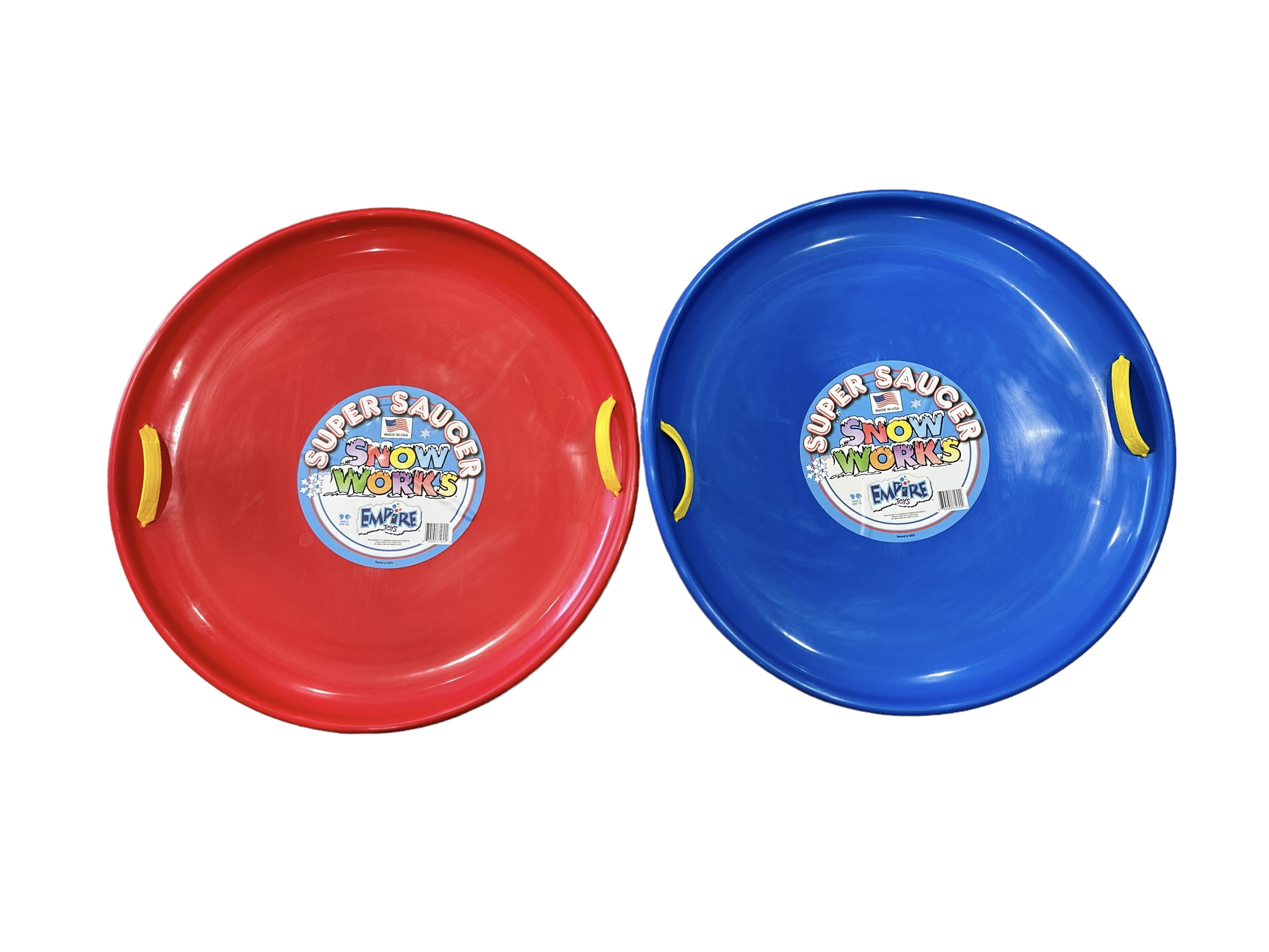 2 Super Saucer 28 Inch Round Snow Sled Red and Blue Made In USA ...