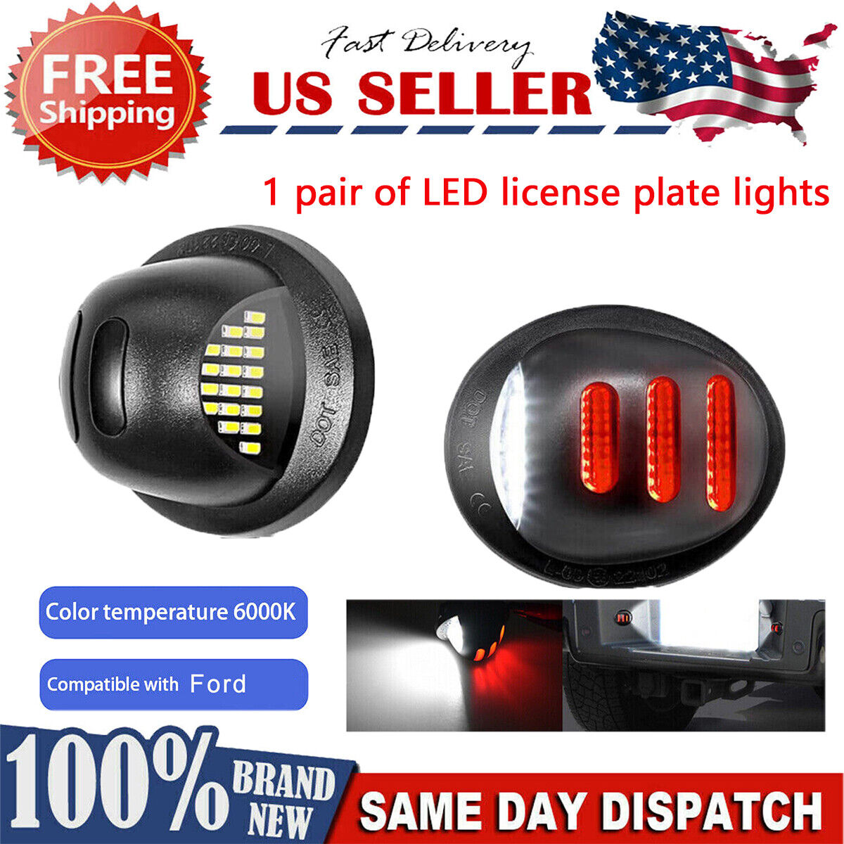 2 × Super bright 6000K LED license plate light OLED neon tube label ...