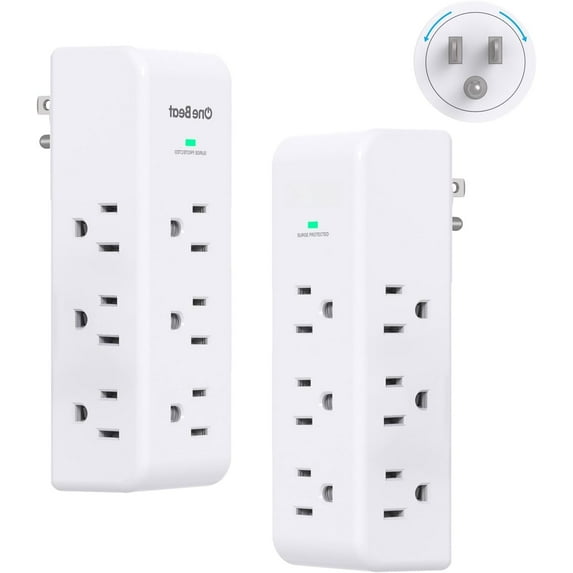 2 Surge Protector Outlet Extender with Rotating Plug, 9 AC Multi Plug ...