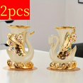 2 Swan Vases Ceramic Living Room Flower Arrangement European Creative ...