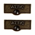 2 Switch Plate Tags ATTIC Name Signs Labels Cast Brass Traditional ...