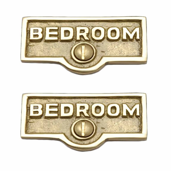 2 Switch Plate Tags BEDROOM Name Signs Labels Lacquered Brass ...