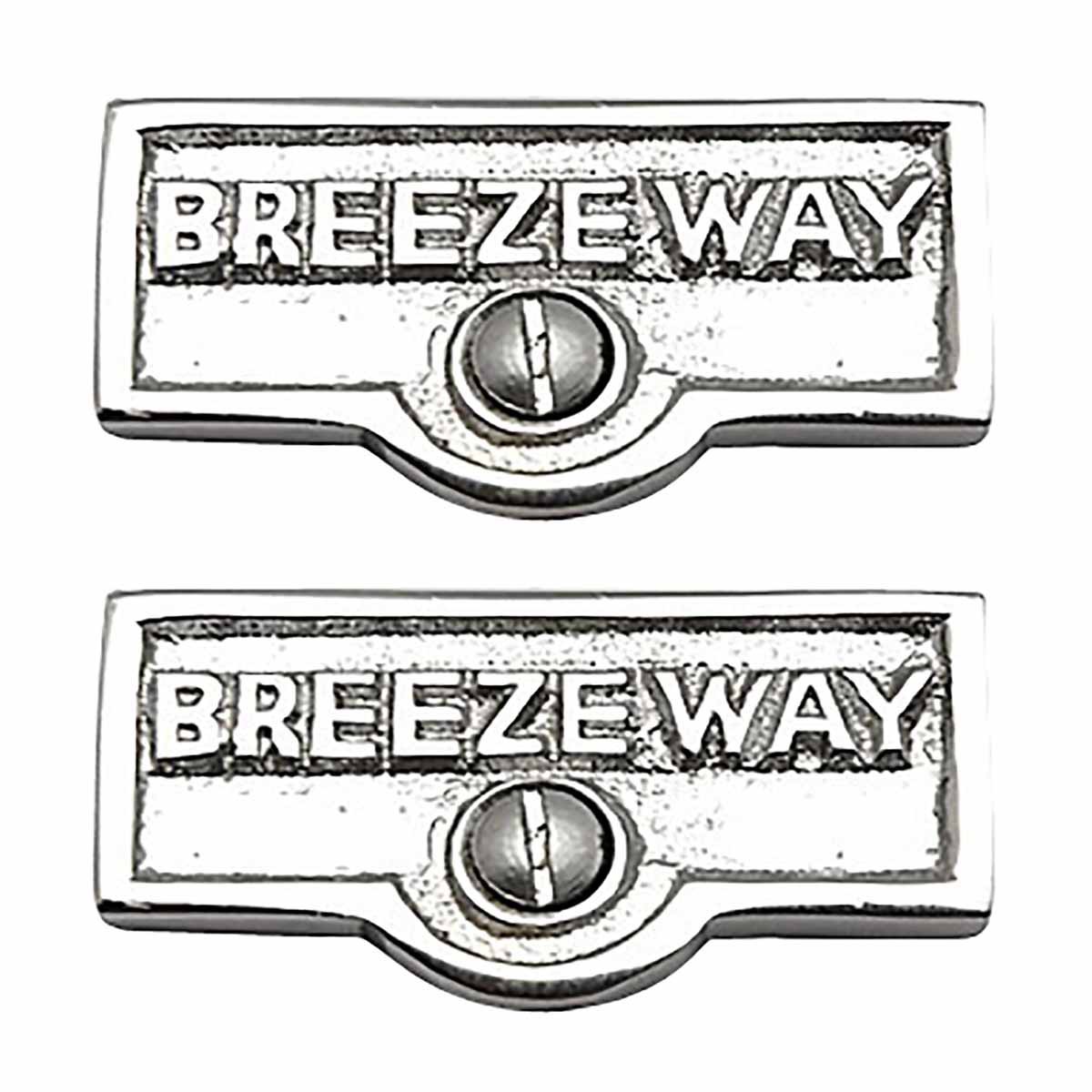 2 Switch Plate Tags BREEZEWAY Name Signs Labels Chrome Brass ...