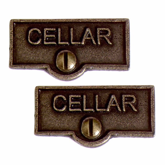2 Switch Plate Tags CELLAR Name Signs Labels Cast Brass Traditional ...