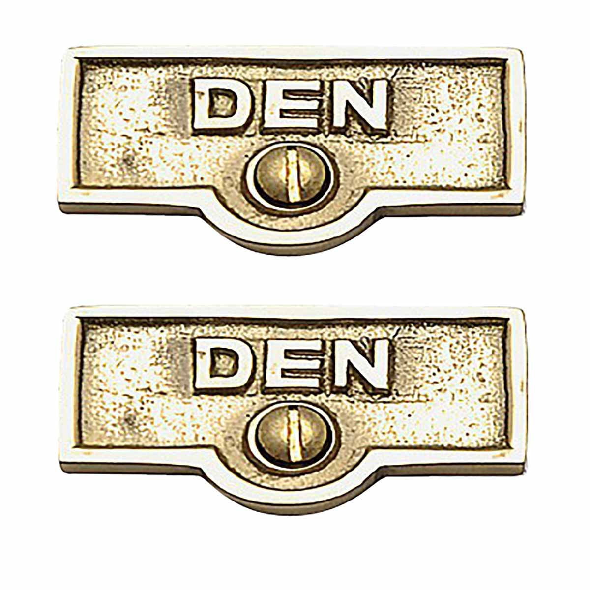 2 Switch Plate Tags DEN Name Signs Labels Lacquered Brass Traditional ...
