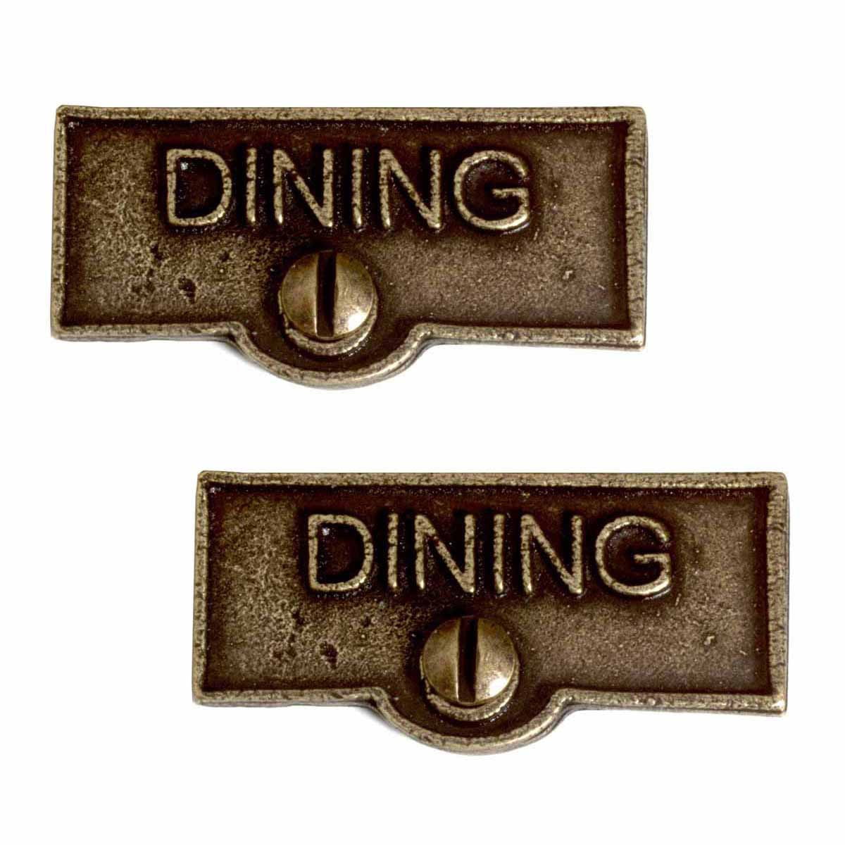 2 Switch Plate Tags DINING Name Signs Labels Cast Brass Traditional ...