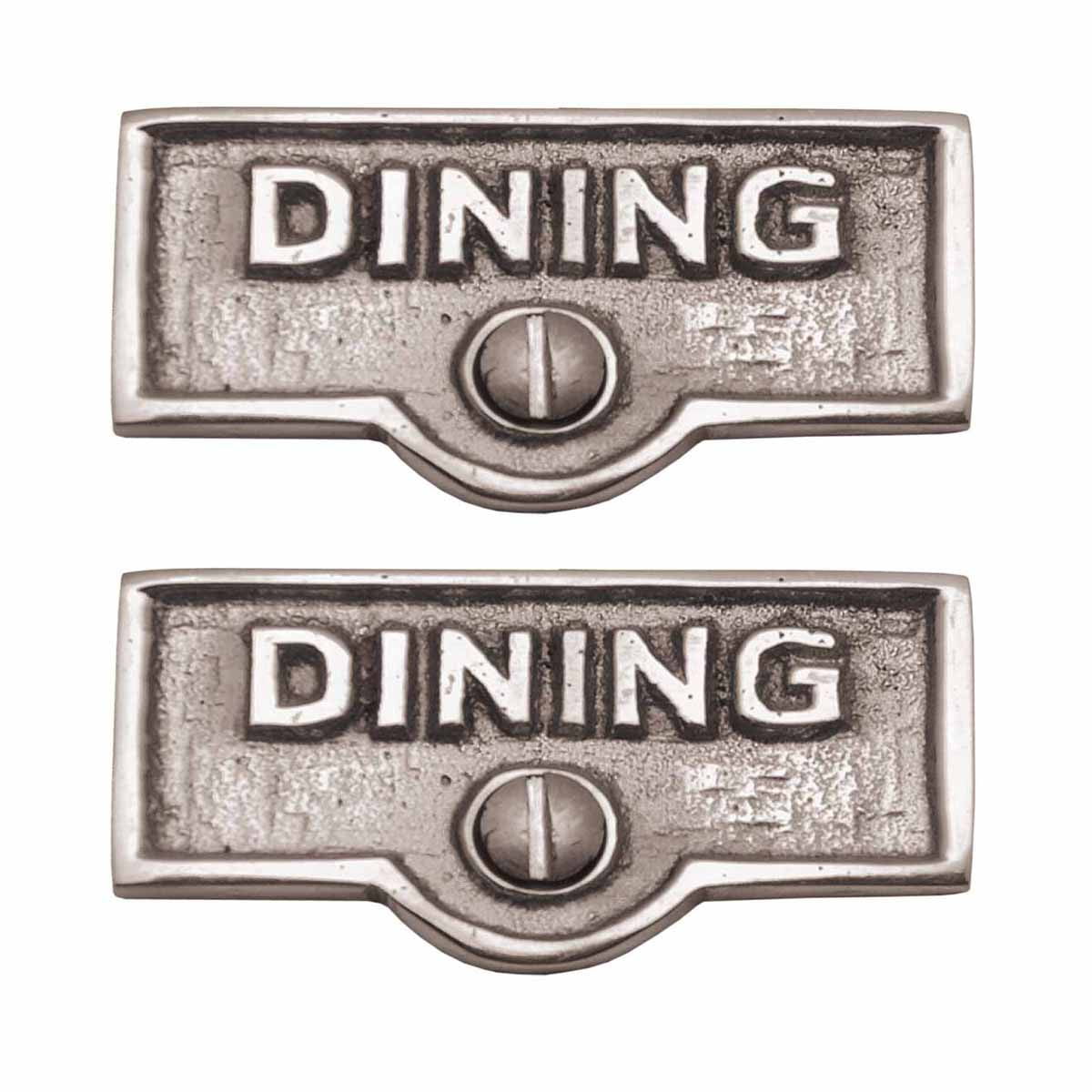 2 Switch Plate Tags DINING Name Signs Labels Chrome Brass Traditional ...