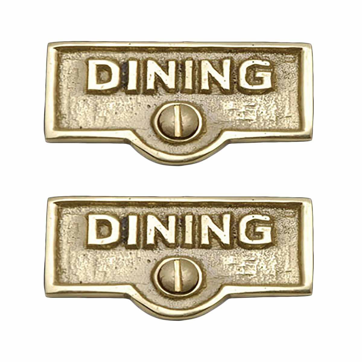 2 Switch Plate Tags DINING Name Signs Labels Lacquered Brass ...