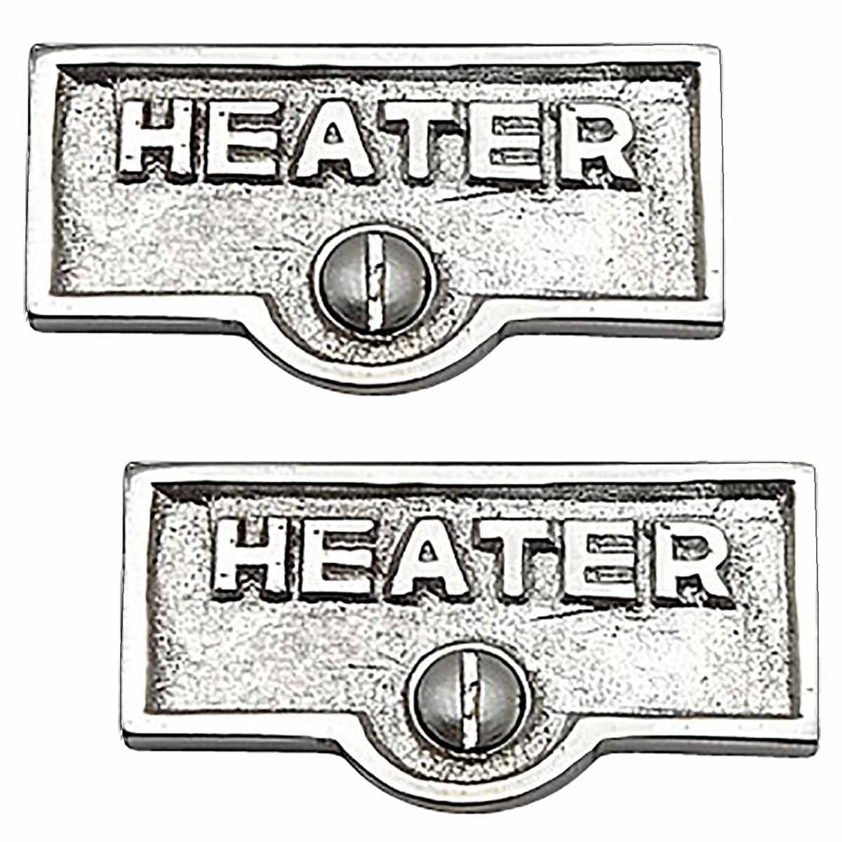 2 Switch Plate Tags HEATER Name Signs Labels Chrome Brass Traditional ...