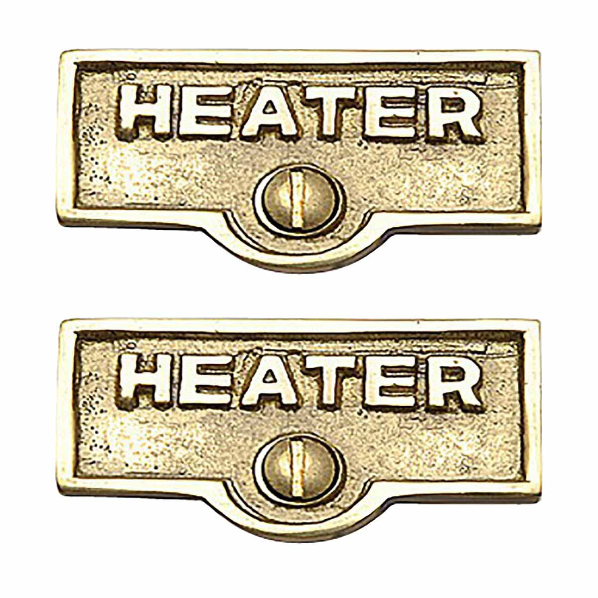 2 Switch Plate Tags HEATER Name Signs Labels Lacquered Brass ...