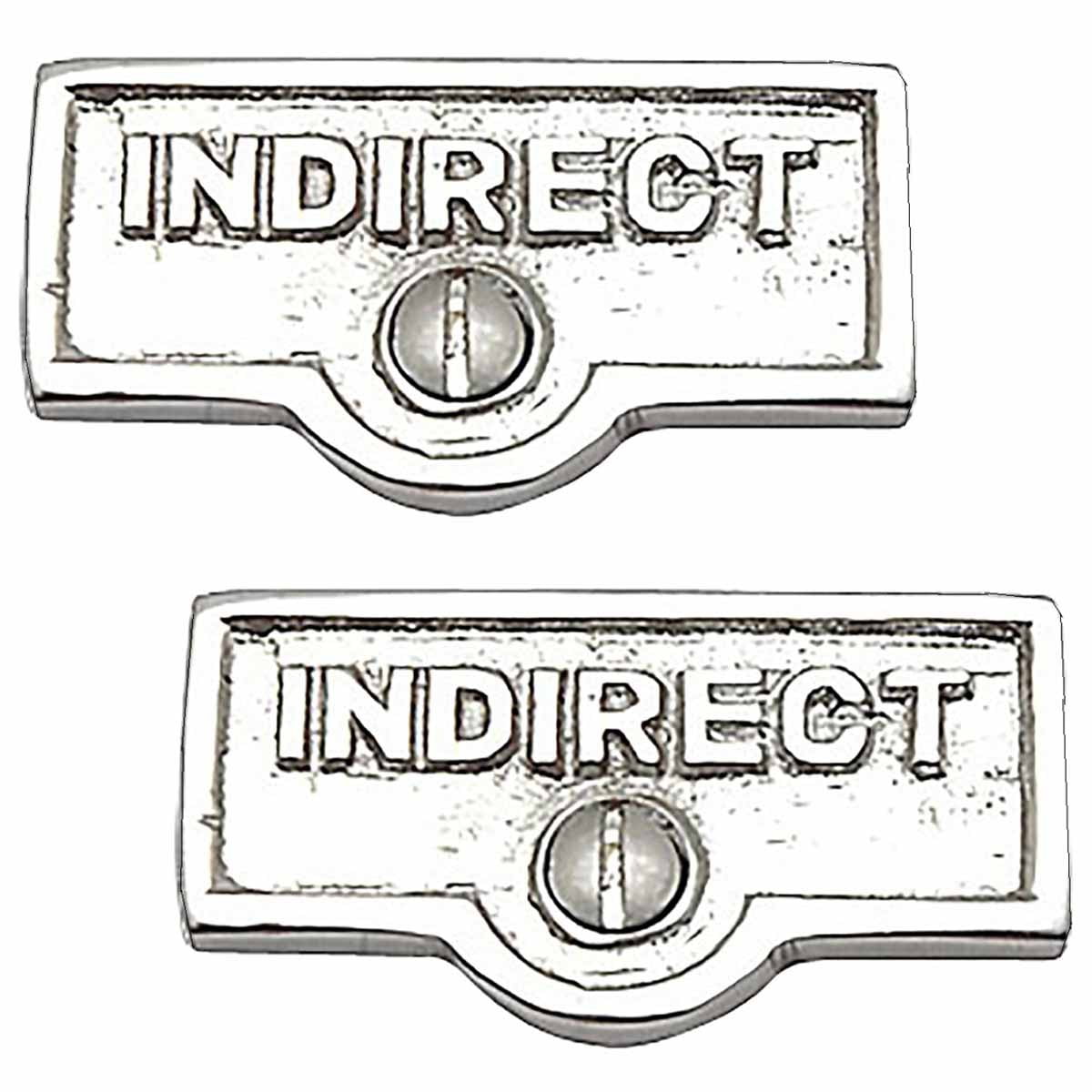 2 Switch Plate Tags INDIRECT Name Signs Labels Chrome Brass Traditional ...