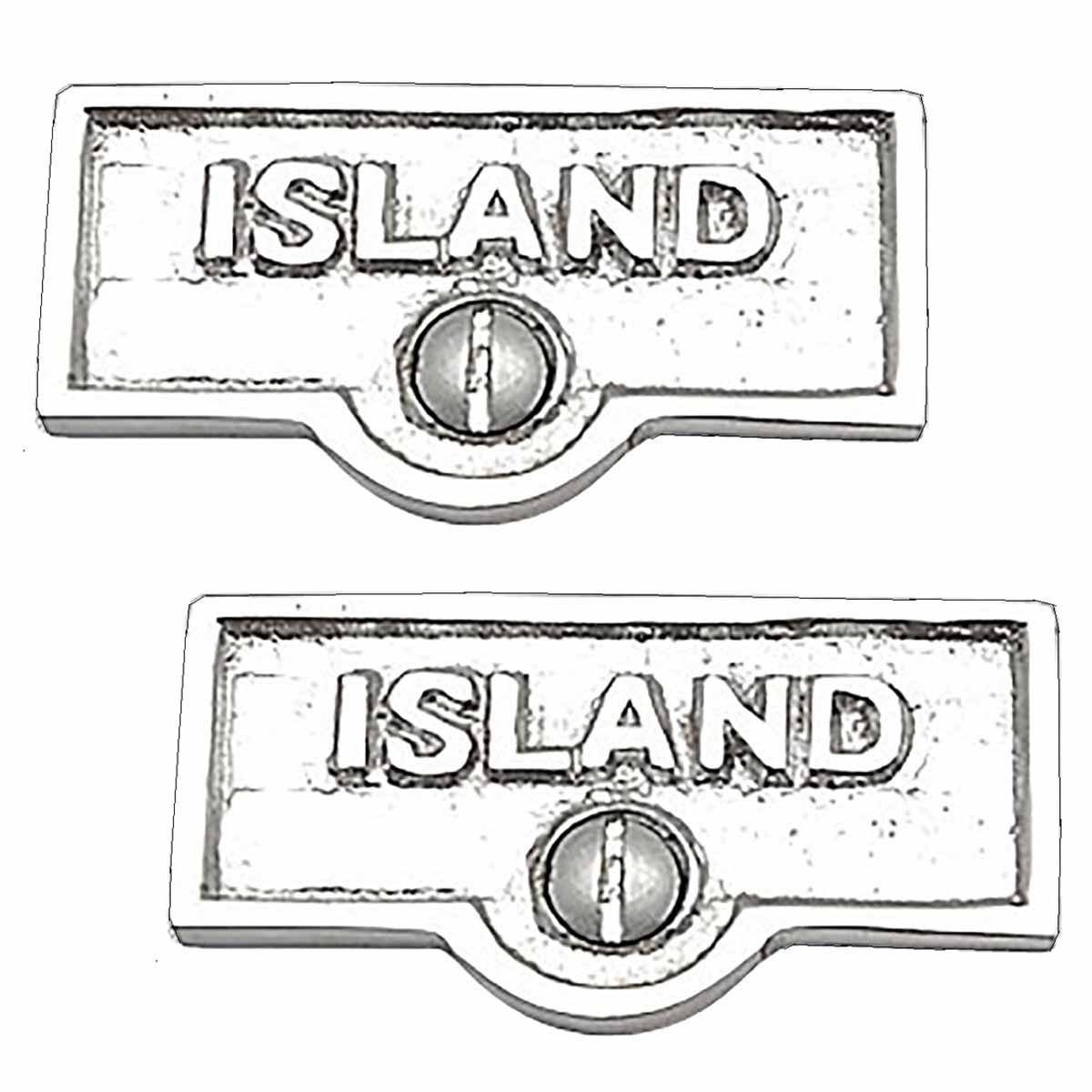 2 Switch Plate Tags ISLand Name Signs Labels Chrome Brass Traditional ...