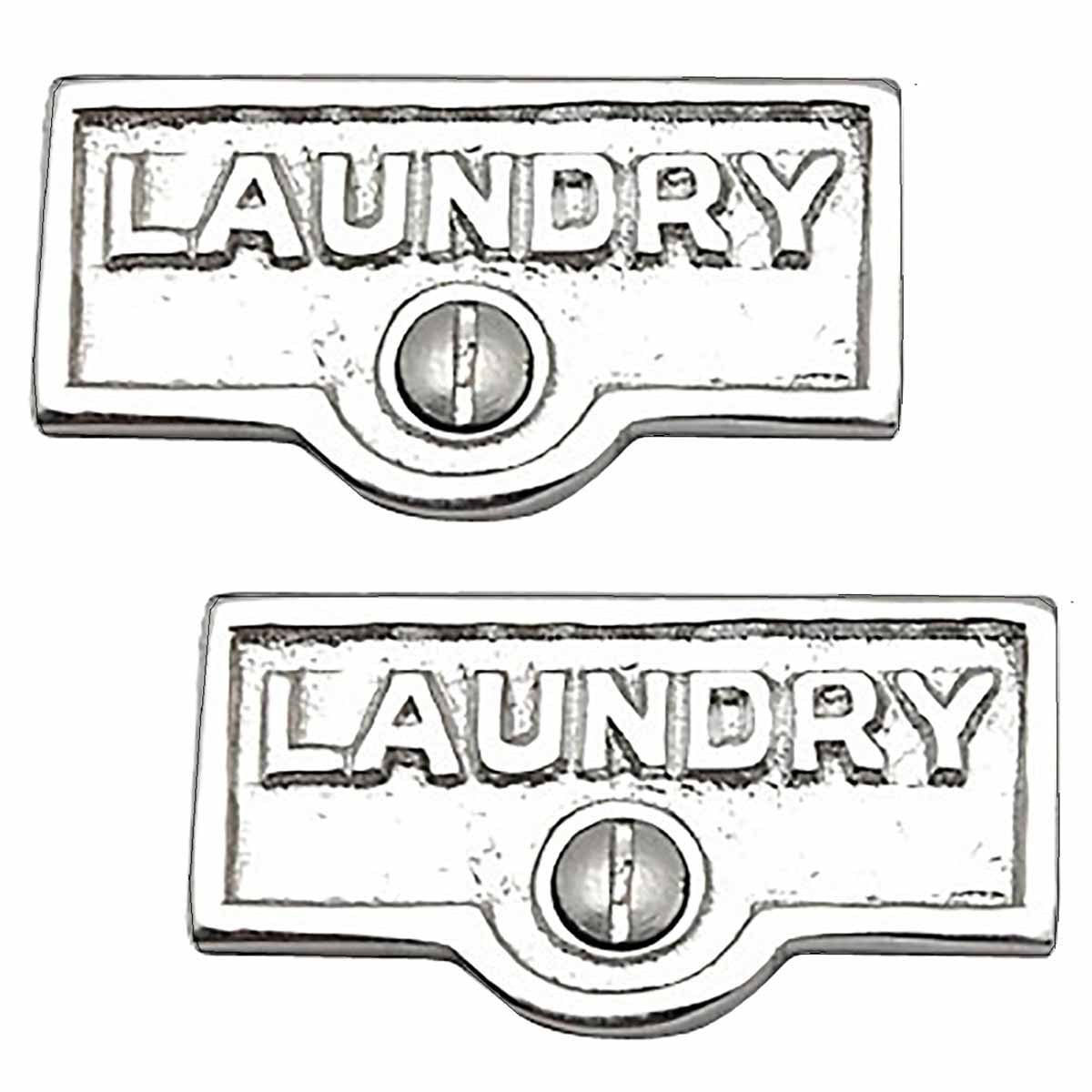 2 Switch Plate Tags LAUNDRY Name Signs Labels Chrome Brass Traditional ...