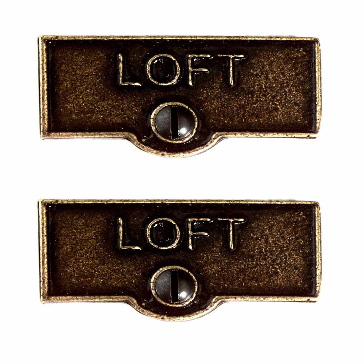2 Switch Plate Tags LOFT Name Signs Labels Cast Brass Traditional ...