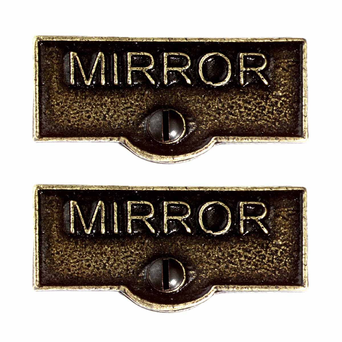 2 Switch Plate Tags MIRROR Name Signs Labels Cast Brass Traditional ...