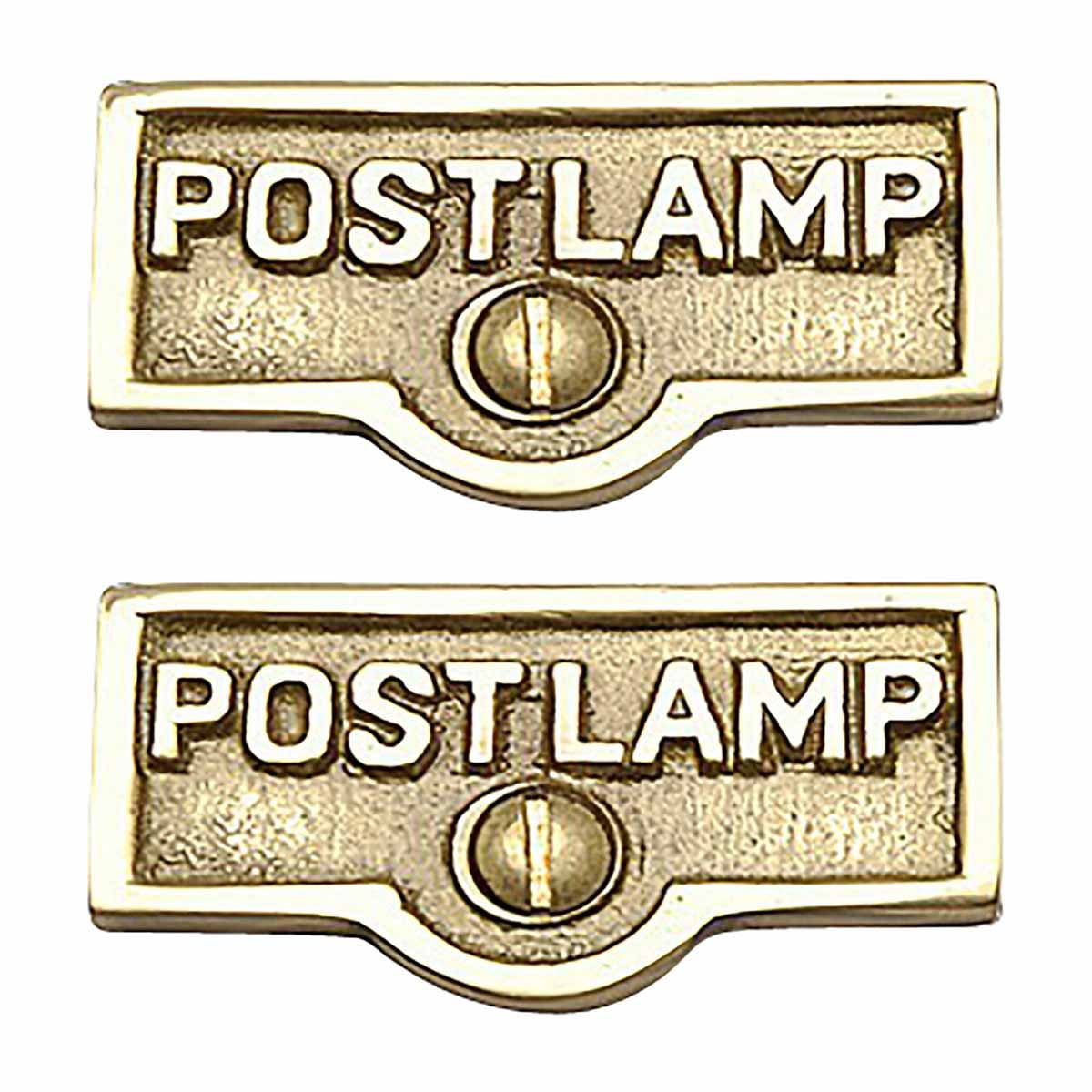 2 Switch Plate Tags POST LAMP Name Signs Labels Brass Traditional ...
