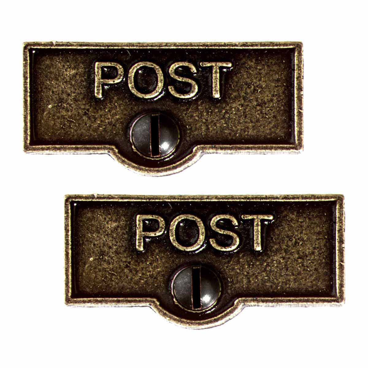2 Switch Plate Tags POST Name Signs Labels Cast Brass Traditional ...
