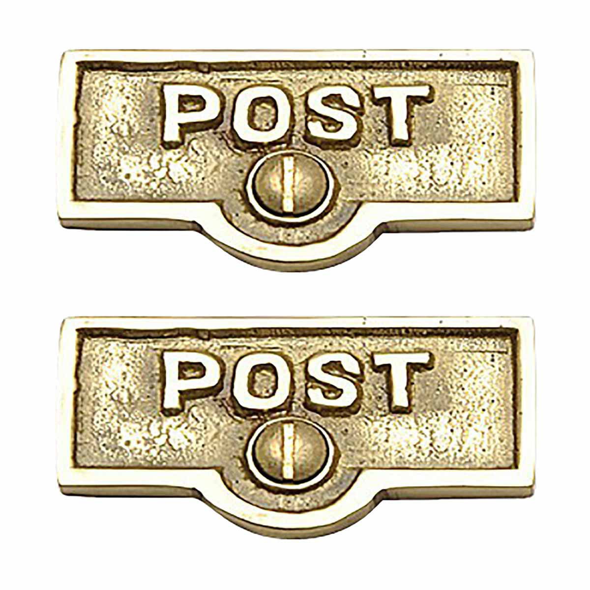 2 Switch Plate Tags POST Name Signs Labels Lacquered Brass Traditional ...