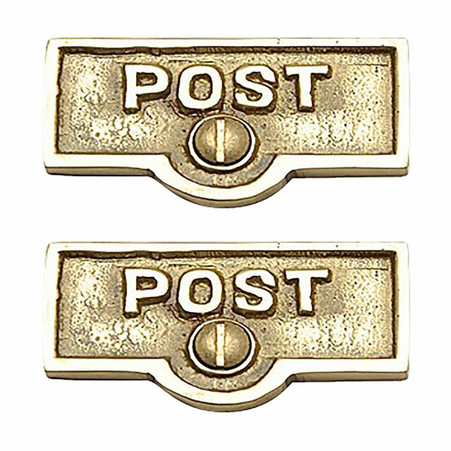 2 Switch Plate Tags POST Name Signs Labels Lacquered Brass Traditional ...