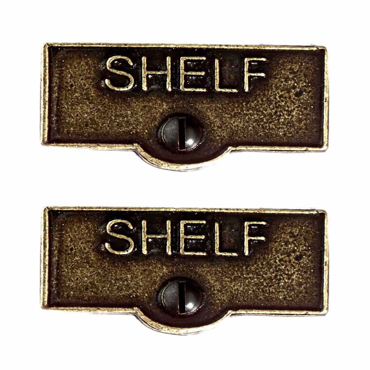 2 Switch Plate Tags SHELF Name Signs Labels Cast Brass Traditional ...