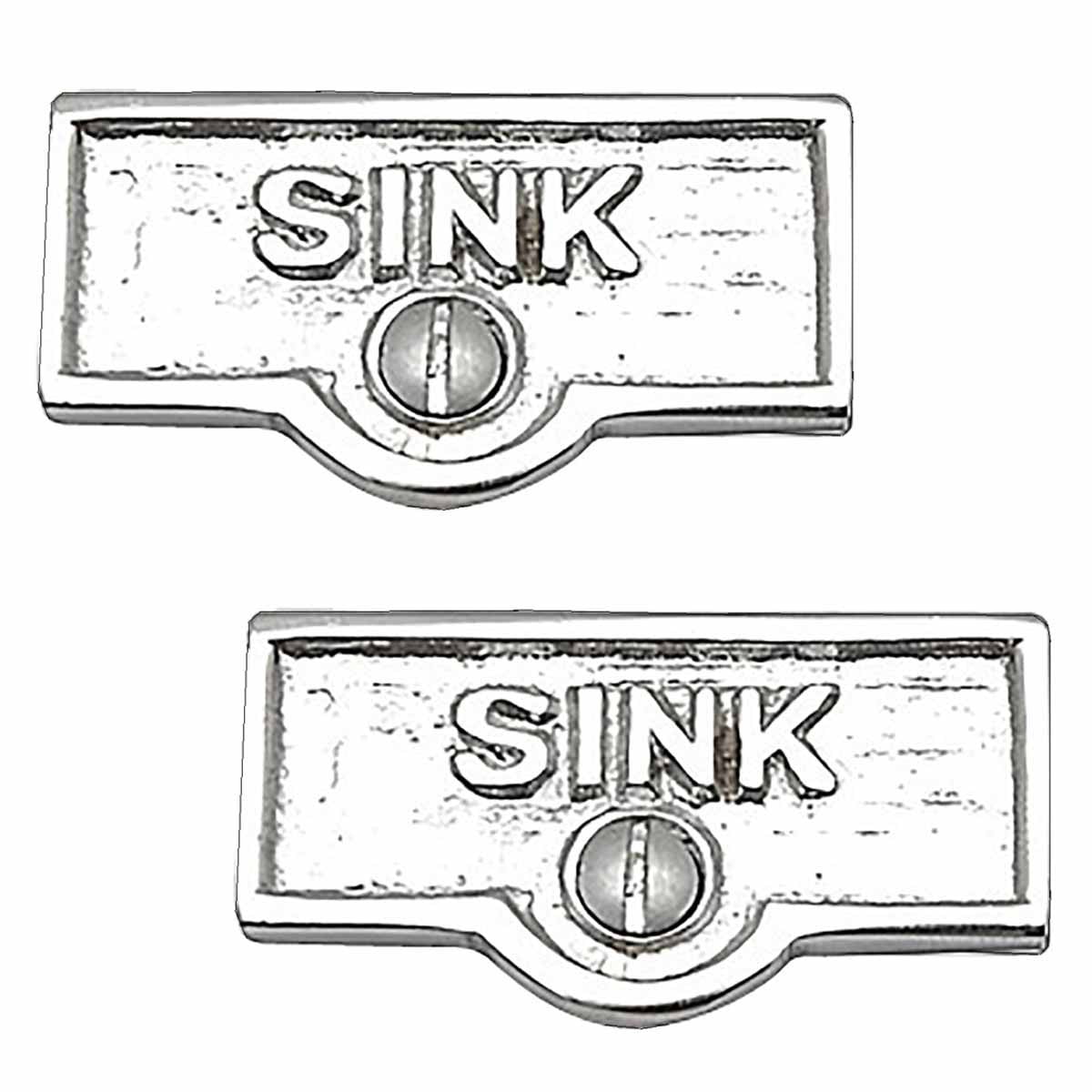 2 Switch Plate Tags SINK Name Signs Labels Chrome Brass Traditional ...